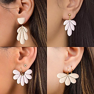 4 Pcs Flowers Shape Polymer Clay Cutters,Floral Petal Polymer Clay Earrings Polymer Clay Molds Clay Cutter Mix Flower Floral Clay Earring Cutters for DIY Polymer Clay Jewelry Clay Earring Making Kit