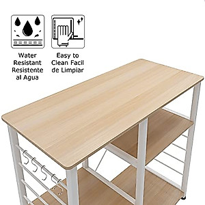 DlandHome Microwave Cart Stand 35.4 inches, Kitchen Baker's Rack Utility Storage Shelf Microwave Stand 3-Tierx3-Tier for Spice Rack Organizer Workstation Shelf, 171-M Maple, 1 Pack