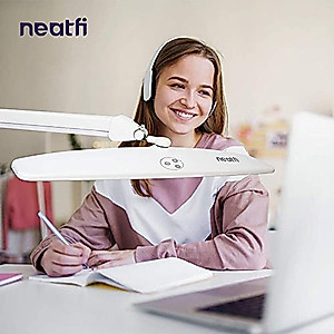Neatfi Elite HD XL Task Lamp with Clamp, 1360 Lumens, 84PCS SMD LED, 6000-7000K, Super Bright Desk Lamp, Non-Polar Dimming (22 Inches, White)