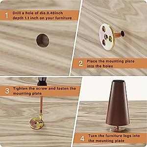 8 Inch Wood Furniture Legs Sofa Legs Set of 4, Brown Wooden Furniture Feet Couch Legs, Mid Century Modern Dresser Replacement Feet for Chair Cabinet Armchair Table Or Home DIY Projects Bun Feet