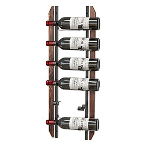 J JACKCUBE DESIGN Wine Rack Wall Mounted Organizer for 6 Bottles Holder, Stylish Kitchen Wine Storage Display Holder Shelf in Rustic Wood and Metal -MK819A