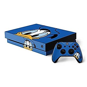 Skinit Decal Gaming Skin Compatible with Xbox One X Console and Controller Bundle - Officially Licensed Disney Donald Duck Up Close Design