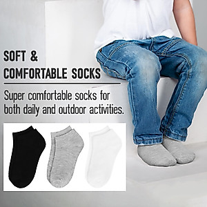Cooraby 25 Pairs Kids' Socks Low Cut Socks Half Cushion Sport Ankle Athletic Socks for Boys Girls