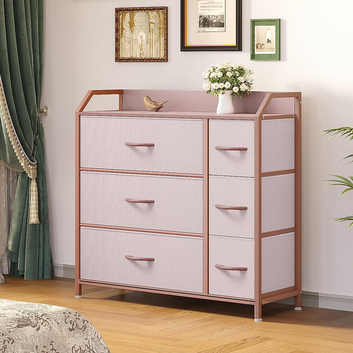 YITAHOME Dresser with 6 Drawers - Fabric Storage Tower, Organizer Unit for Bedroom, Living Room, Hallway, Closets (Rose Gold)