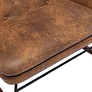 HomSof, Coffee High Back Rocking Chiar Nursery, Comfortable Rocker Padded Seat, Modern Lounge Couch for Bedroom