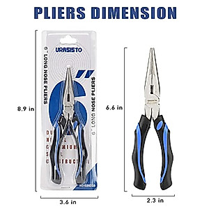 URASISTO 6-Inch Long Needle-Nose Side Cutting Pliers with Heavy Duty Nickel Chromium Steel Construction