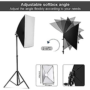 MOUNTDOG Softbox Lighting Kit, 2x19.7"x27.5" Photography Continuous Lighting System with 2pcs 85W 5700K E27 Socket LED Bulbs and Remote for Portrait Product Fashion Photography