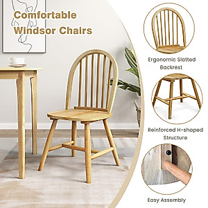 Giantex 48" L Wooden Dining Table Set for 4, 5PCS Rectangular Kitchen Table Set w/Rubber Wood Supporting Legs, Farmhouse Dinner Table & 4 Windsor Chairs for Kitchen Dining Room Small Space