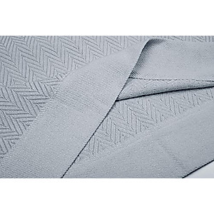 Threadmill Home Linen Multipurpose Blanket - 1 Piece Herringbone 100% Extra Long Staple Cotton, Scottish Grey