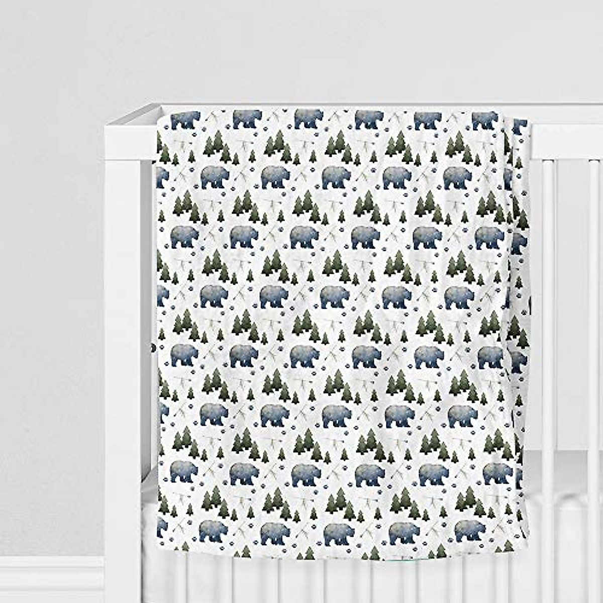 AENNE BABY Muslin Swaddle Blanket for Boys & Girls, Infant Toddler Quilt, Luxurious Wrap, Soft and Silky Stroller & Nursing Cover, Tribal Bear in Woodland Blankie, Large 47"x 47", 1 Pack