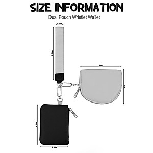 ZRRAJOY Wallet for Woment Dual Pouch Wristlet Portable Wallet Coin Purse Mini Women Coin Pocket(Black+Grey)