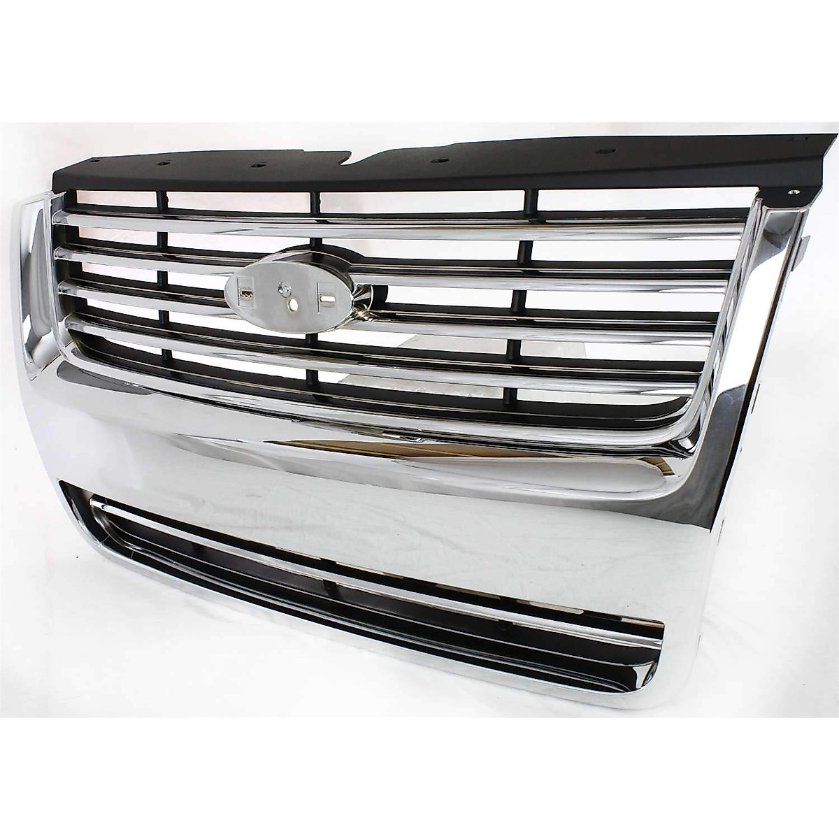 Evan Fischer Grille Assembly Compatible with 2006-2010 Ford Explorer Chrome Shell with Painted Black Insert CAPA With emblem provision Plastic Grille FO1200476C