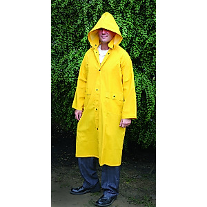 MCR Safety 200CM 49-Inch Classic PVC/Polyester Coat with Detachable Hood, Yellow, Medium