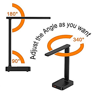 cozoo LED Desk Lamp with 3 USB Charging Ports and 2 AC Outlets,3 Color Temperatures & 3 Brightness Levels, Touch/Memory/Timer Function,10W Eye Protection Foldable Reading Light,Study Lamp for College