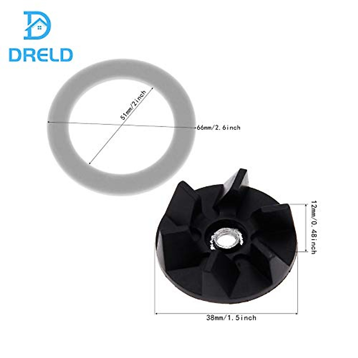 Replacement for Hamilton Beach Blender 2Pcs Motor Drive Coupling Gear Clutch, with 3Pcs Rubber Gasket Sealing O Ring, Compatible with Hamilton Beach Blender