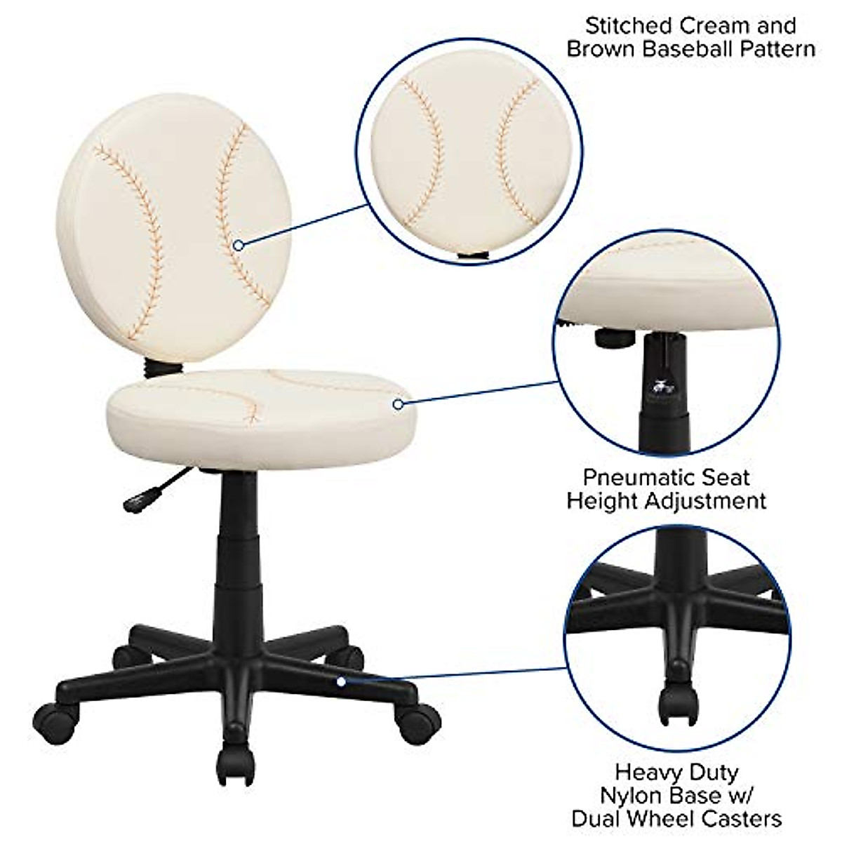 Flash Furniture Jonathan Baseball Swivel Task Office Chair