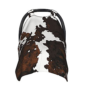 Baby Car Seat Covers for Babies – Carseat Cover Winter Baby Multiuse Nursing Covers for Breastfeeding Carseat Canopy Cover, Infant Car Seat Cover for Boys and Girls.（Brown Cowhide Cow Print）