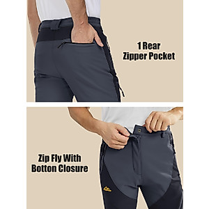 MAGCOMSEN Fleece Lined Pants Men Waterproof Pants Warm Pants Skiing Pants Snow Pants Hiking Pants Mens Winter Pants Ski Pants for Men Snowboard Pants Work Pants Dark Grey