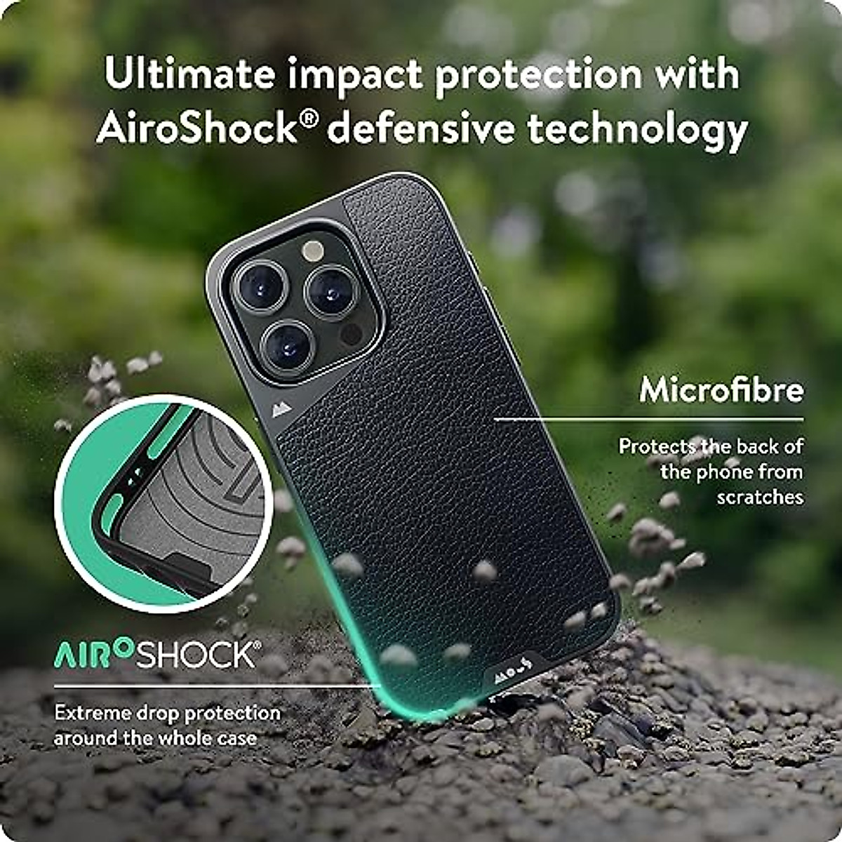 Mous for iPhone 15 Pro Case MagSafe Compatible - Limitless 5.0 - Black Leather - Protective iPhone 15 Pro Case - Shockproof Phone Cover