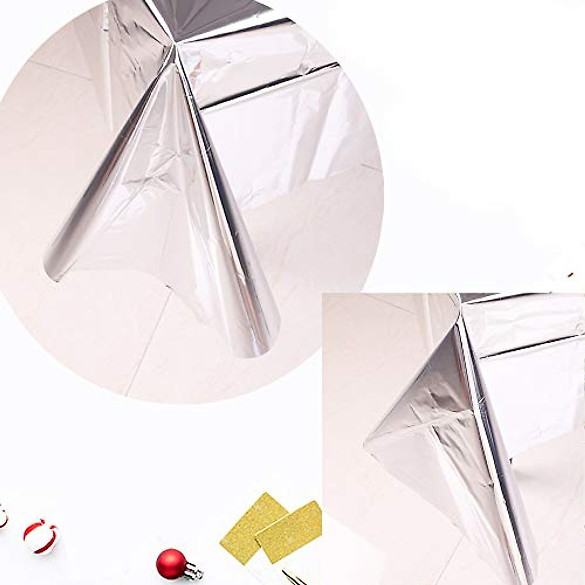 NIWWIN 2Pack Silver Foil Metallic Tinsel Tablecloth Table Cover Shiny Plastic Tablecloth Table Cloth Party Tablecovers for Rose Gold Party Table Decoration (Silver)
