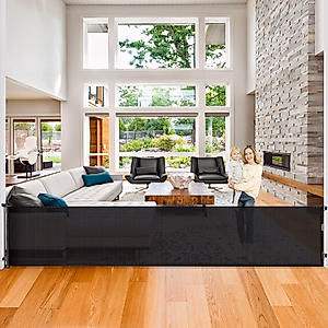 200 Inch Extra Large Baby Gate Retractable Baby Gates Extra Wide Baby Gate for Dogs Indoor Extra Long Retractable Dog Gate Mesh Baby Gate for Stairs Safety Gates for Kids Child Gates for Doorways