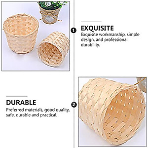 HANABASS 5pcs Desktop Weaving Storage Basket, Small Household Wood Woven Storage Box for Debris Crafts Toys Jewelry Organizer Desk Decoration Desktop Flower Pot Garbage Can