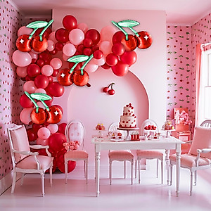 6Pcs Cherry Balloons,20 Inch Cherry Fruit Balloons For Fruit Cherry Theme Birthday Wedding Baby Shower Party Decoration