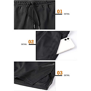 sandbank Men's Quick Dry Active Lightweight fitneess Bodybuilding Shorts with Pockets Black