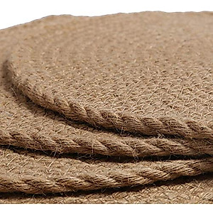 SHACOS Round Jute Placemats Set of 6 Heat Insulation Table Place Mats Trivet 12 inch Handmade Jute Thick Hot Pads for Hot Dishes Bowls Pans Plates Pots (Jute, 12 Inch)
