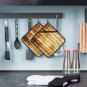 Square Insulated Pot Holder Sets of 2,Music Note Art Printed Pot Holders for BBQ Cooking Baking