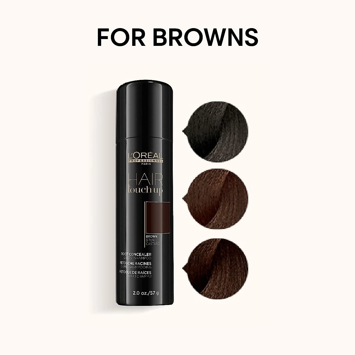 L'Oreal Professionnel Hair Root Touch Up | Root Concealer Spray | Blends and Covers Grey Hair | Temporary Hair Color for Brown Hair | 2 Oz.