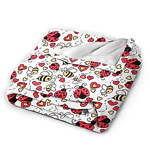 Ladybug Blanket Air Conditioning Cute Blanket Soft, Ladybird Throw Blanket Flannel Funny Blanket(50"x40")