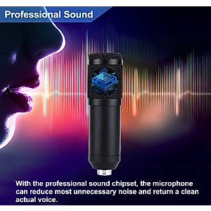Upgraded USB Condenser Microphone for Computer, Great for Gaming, Podcast, LiveStreaming, YouTube Recording, Karaoke on PC, Plug & Play, with Adjustable Metal Arm Stand, Ideal for Gift, Black