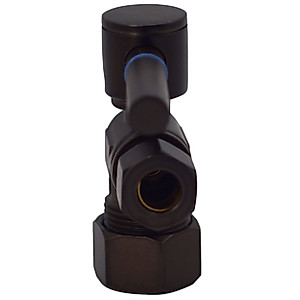 Westbrass R105BL-62 1/4-Turn Lever Handle Angle Stop Shut Off Valve, 5/8" OD x 3/8" OD, Matte Black