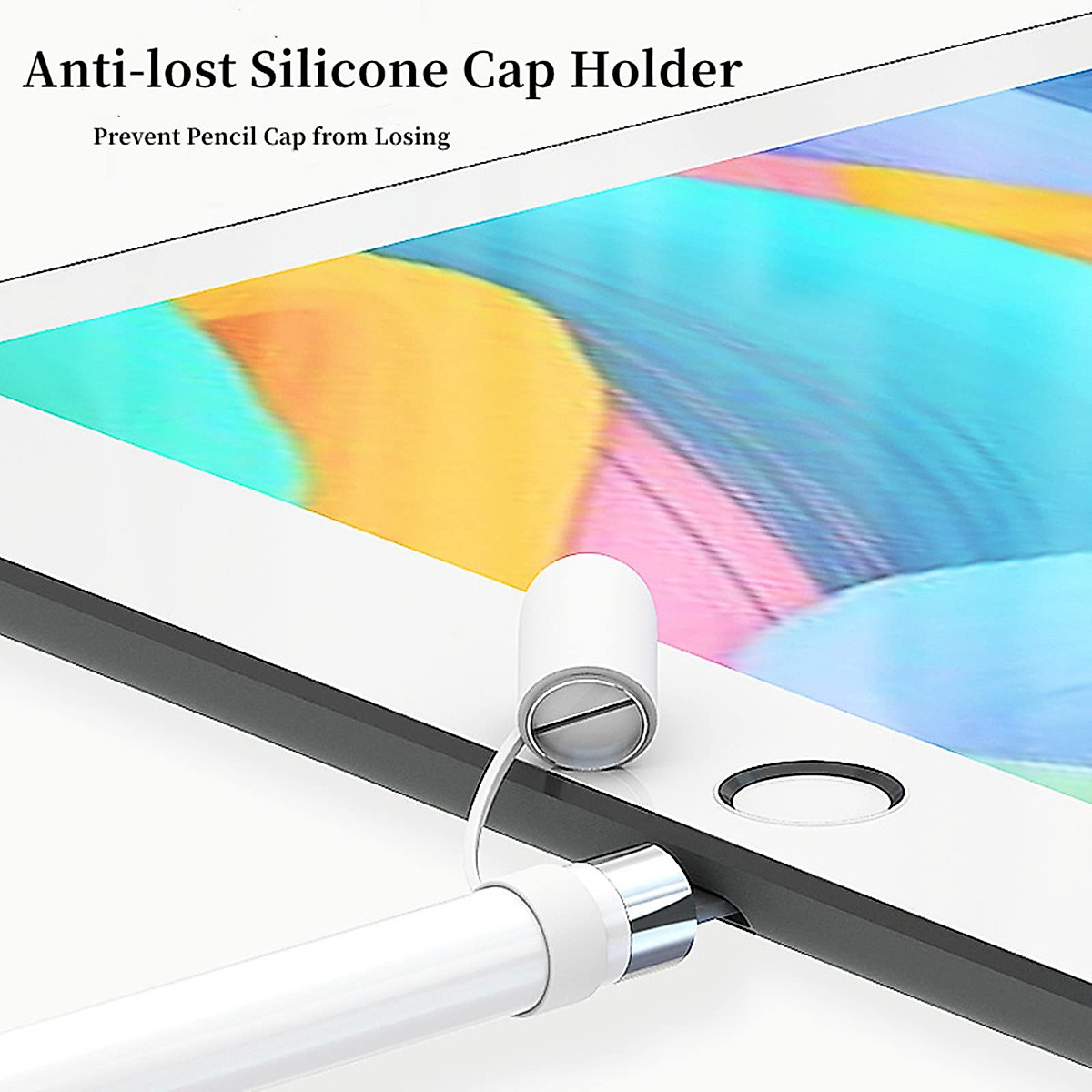 [6 Pack] Fudda Silicone Cap Holder for Apple Pencil 1st Gen - Protective Cover & Tether Accessories Compatible with New iPad 9th, iPad 8th/7th/6th, iPad Pro 10.5, iPad Air 3rd, iPad Mini 5 Pencil