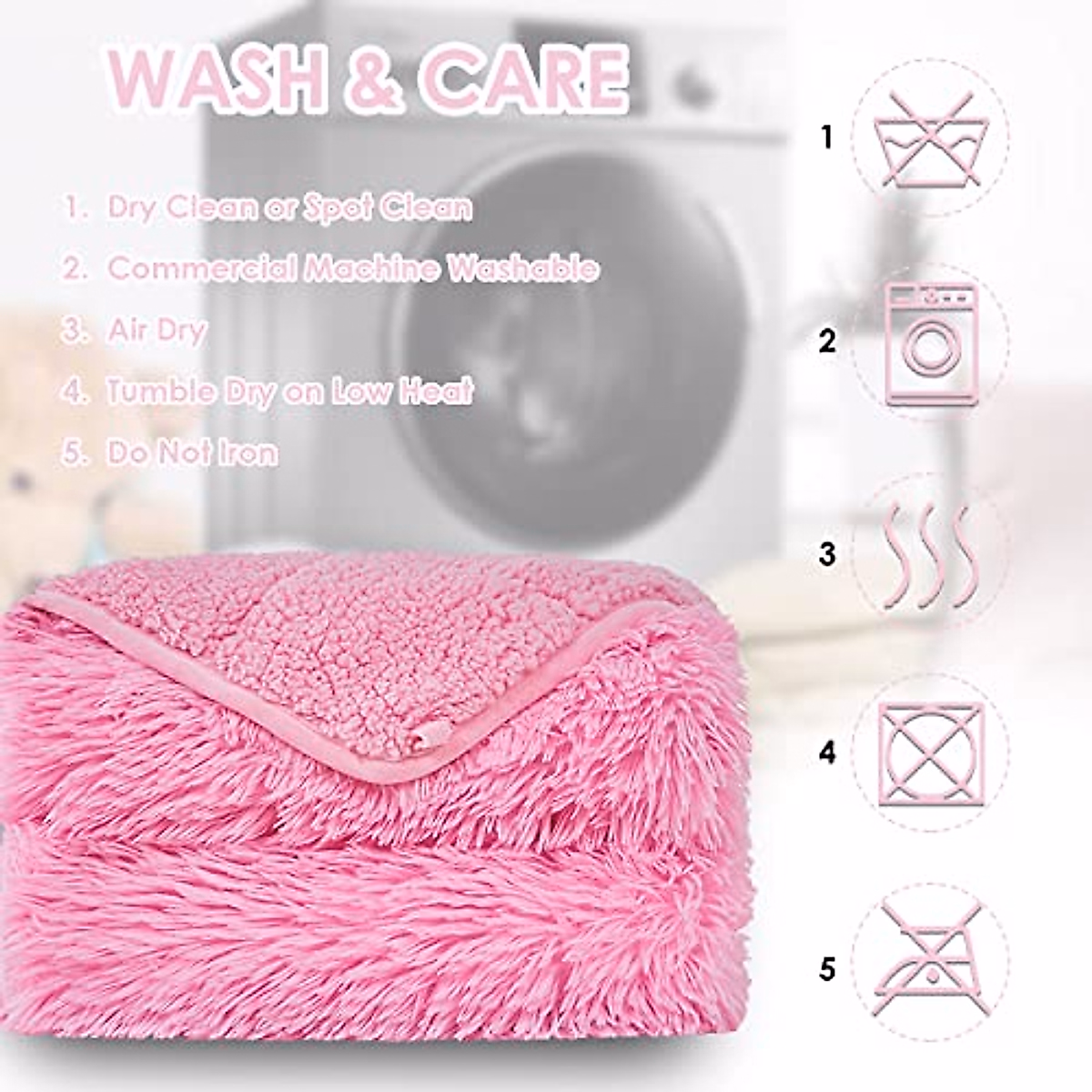 CYMULA Sherpa Weighted Blanket for Adults 15 lbs, Faux Fur Weighted Blanket, Shaggy Furry Weighted Blanket, Plush Weighted Throw Blanket for Twin Size Bed, Warm Winter Gift, 48x72 inches, Pink