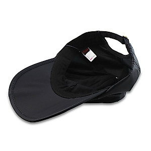 Sumolux Men Women Outdoor Rain Sun Waterproof Quick-Drying Long Brim Collapsible Portable Hat Black