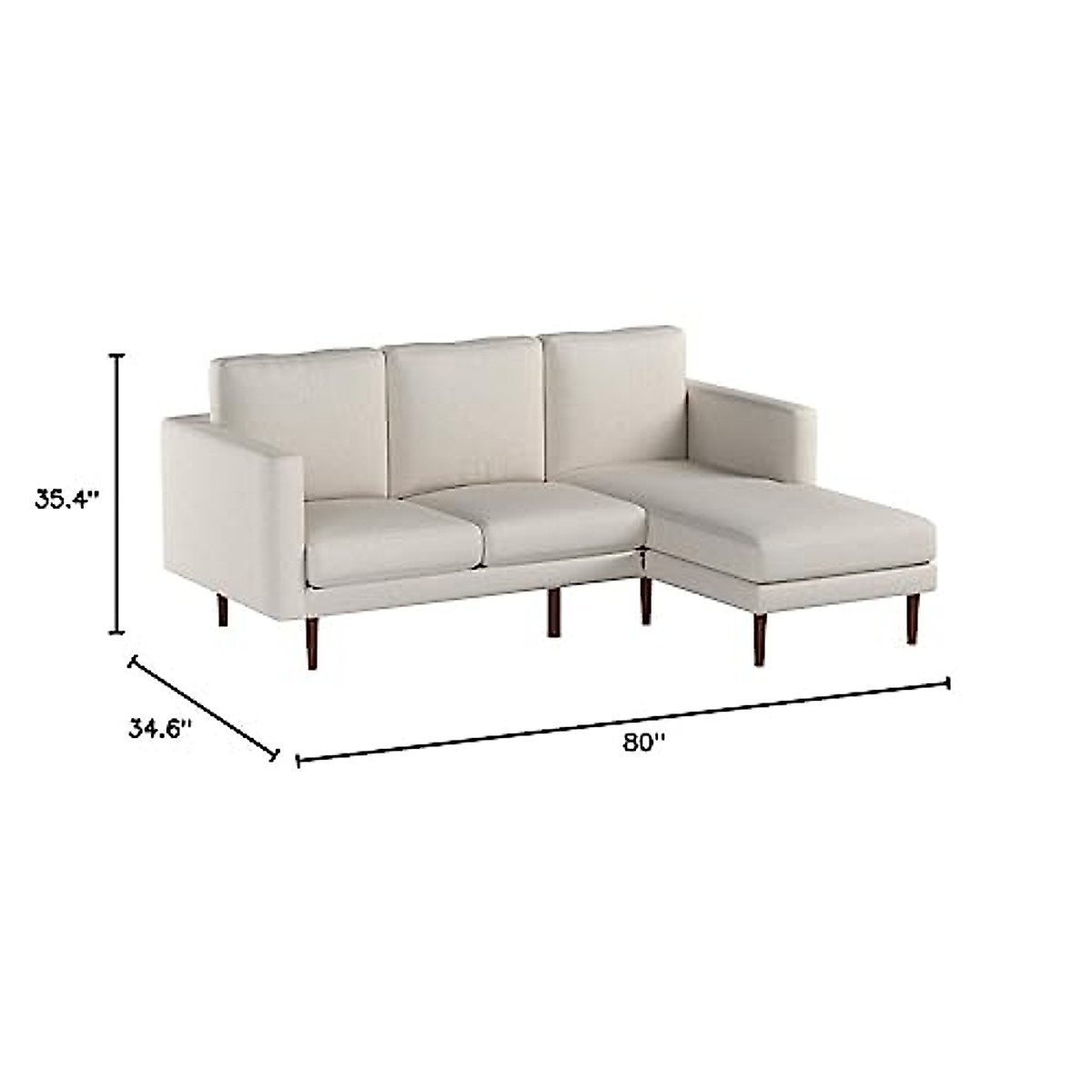 Amazon Brand – Rivet Revolve Modern Upholstered Sofa with Reversible Sectional Chaise, 80"W, Linen