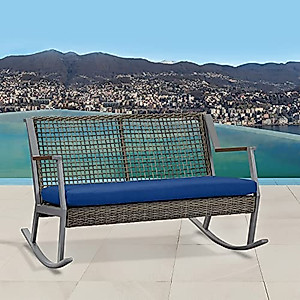 idee-home Outdoor Bench Cushion 42 inch, Patio Bench Cushion Indoor, Patio Furniture Chair Cushion Bench Pad, Porch Swing Cushion with Ties, Bay Window Seat Sofa Garden Replacement Loveseat Cushion