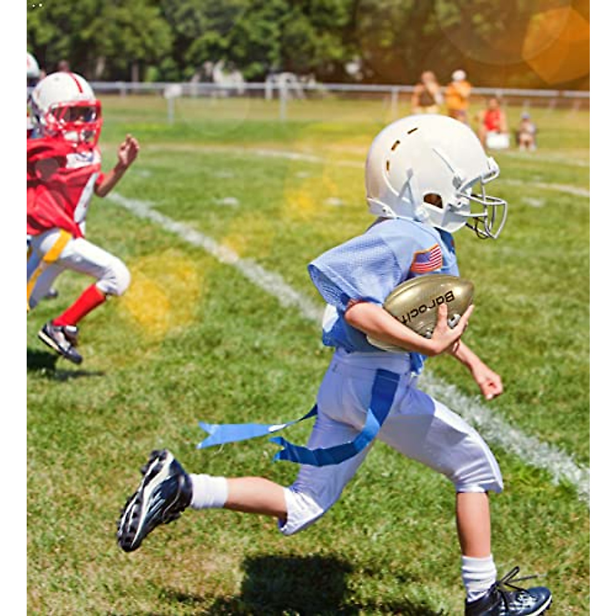 Barocity Football Premium Boy and Girl Official Match Ball with Reflective Iridescent Rainbow Hex Pattern, Durable Indoor, Outdoor, Training Practice Game Playtime – Size 3 Gold