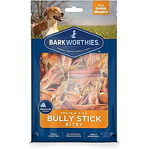 Barkworthies Bully Stick Bites - 2 Pack Protein Rich All Natural Dog Treats for Small to Large Dog Breeds - Grain Free, Rawhide Free, Long Lasting Dog Chews & Dog Training Dental Chews with E-Book