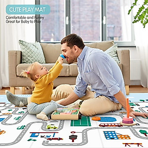 Derson Baby Playpen 79"X71" Extra Large Play Yard with Play Mat, Indoor & Outdoor Kids Fence Area with Breathable Mesh Gates, Safety Sturdiness Baby Fences for Babies, Infant, Toddler, Childs