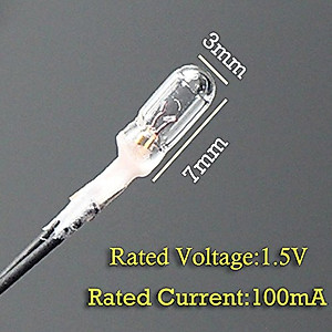 GPW02W 50PCS Clear 3mm 1.5V 100mA Miniature Pre-Wired Grain of Wheat Bulbs Warm White for Model Train Layout or Architectural Project