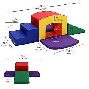 Factory Direct Partners 12825-AS SoftScape Playtime Grow-n-Learn Tunnel Climber Plus Pads for Toddlers and Kids(3-Piece) - Assorted, 12825-AS