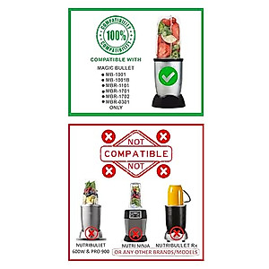 Blendin Replacement Cup with Flip Top To Go Lid - Blender Jar Accessories Compatible with Magic Bullet Blender MB-1001, MB-1001B, MBR-1101, MBR-1701, MBR-1702, MBR-0301-22.5oz Cups (2 Pack)