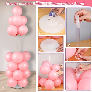 Gifts2U Balloon Column Stand and Balloon Pump, Electric Balloon Pump with 2 Sets 7Ft Ajustable Balloon Column Kits and 100 Pcs Balloons for Graduation Birthday Party Home Decoration (100-110V 600W)