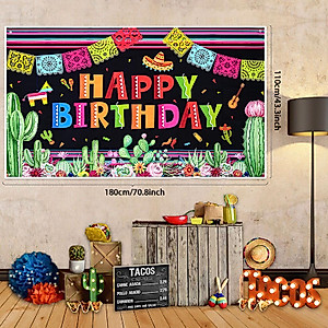 97pcs Mexican Party Decorations Fiesta Birthday Supplies for Boys Girls Adult - Balloon Arch Garland Kit Serape Tablecloth Happy Birthday Backdrop Taco Balloons Decor Cinco De Mayo Party Decorations