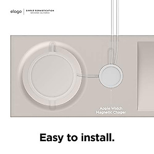 elago MS Charging Tray Duo Compatible with MagSafe Charger and Compatible with Apple Watch Charger - Compatible with iPhone 13 Models and Compatible with Apple Watch [Stone] [Charger Not Included]