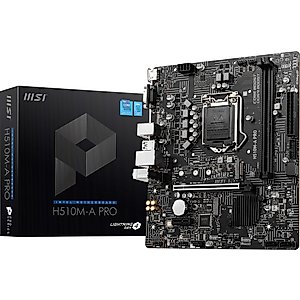 MSI H510M-A PRO ProSeries Motherboard (mATX, 11th/10th Gen Intel Core, LGA 1200 Socket, DDR4, PCIe 4, M.2 Slot, USB 3.2 Gen 1, 2.5G LAN, D-SUB/HDMI)
