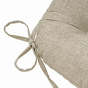 Pillow Perfect Tory Solid Indoor/Outdoor Reversible Patio Chairpad with Ties Weather and Fade Resistant, 15.5" x 16", Ivory, 2 Count